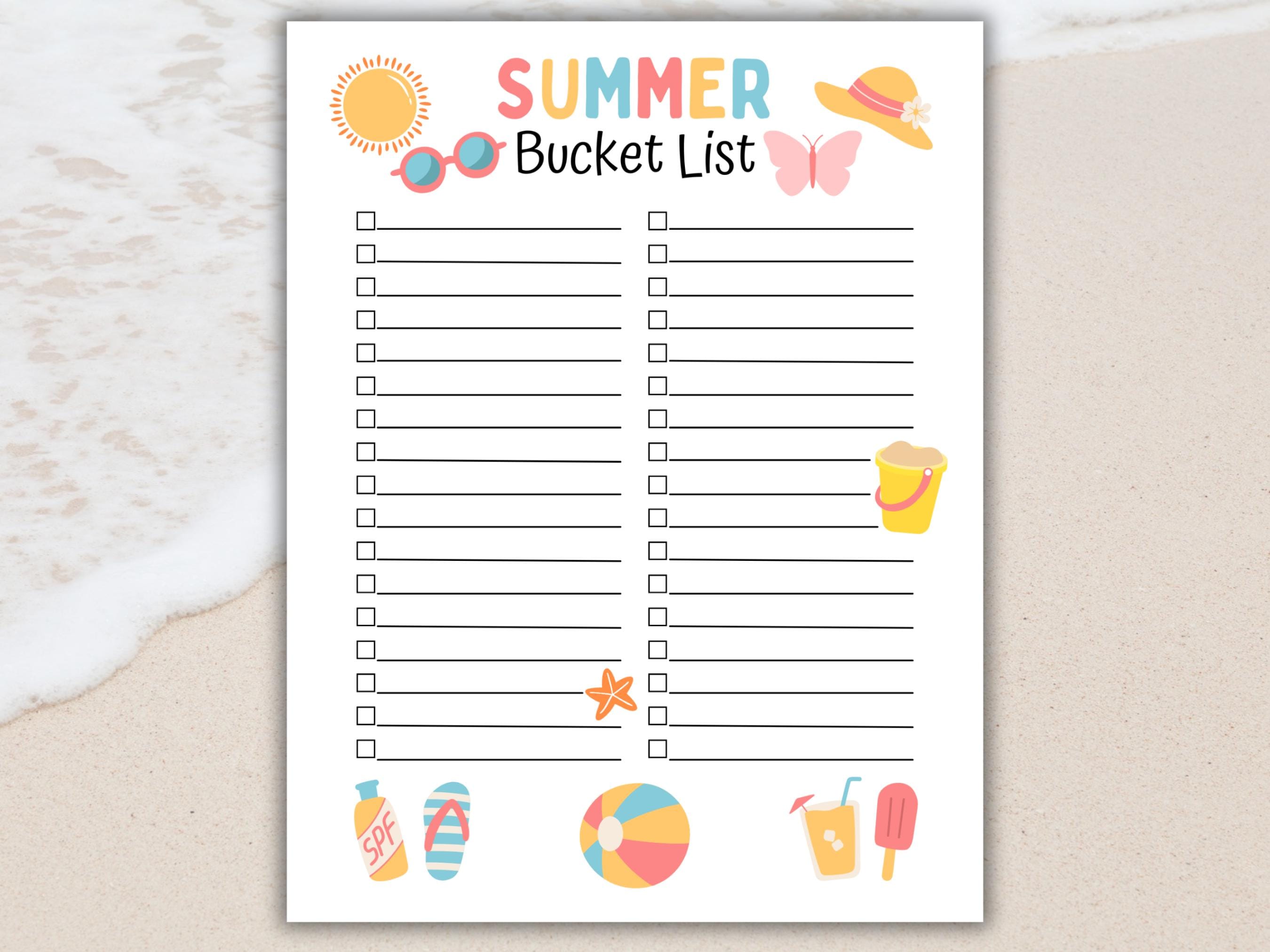 Summer Bucket List Printable, Editable Summer Bucket List, Bucket List ...
