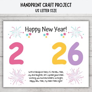 Happy New Year Handprint Craft 2026, January Handprint Craft for Kids ...