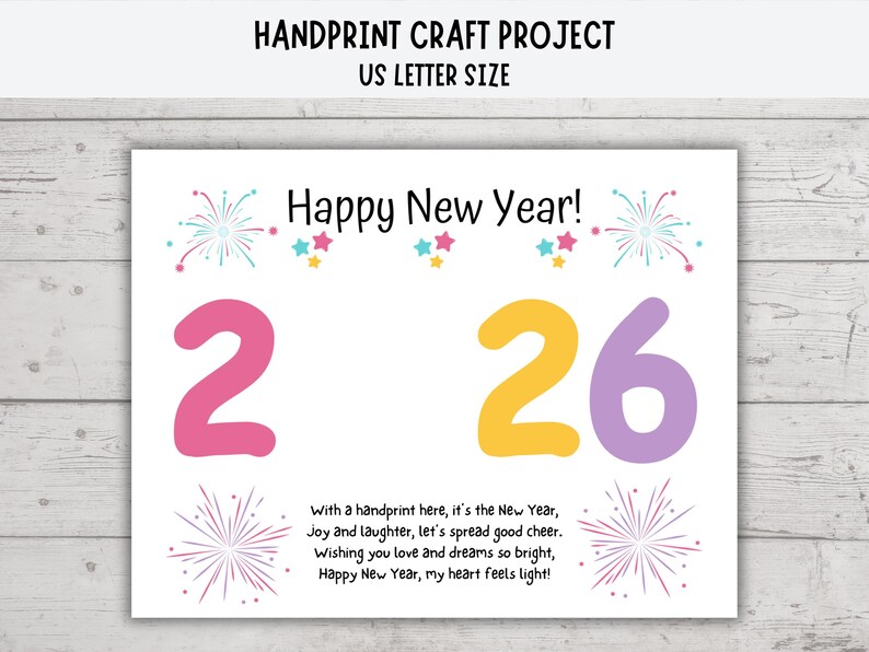 Happy New Year Handprint Craft 2026, January Handprint Craft for Kids ...