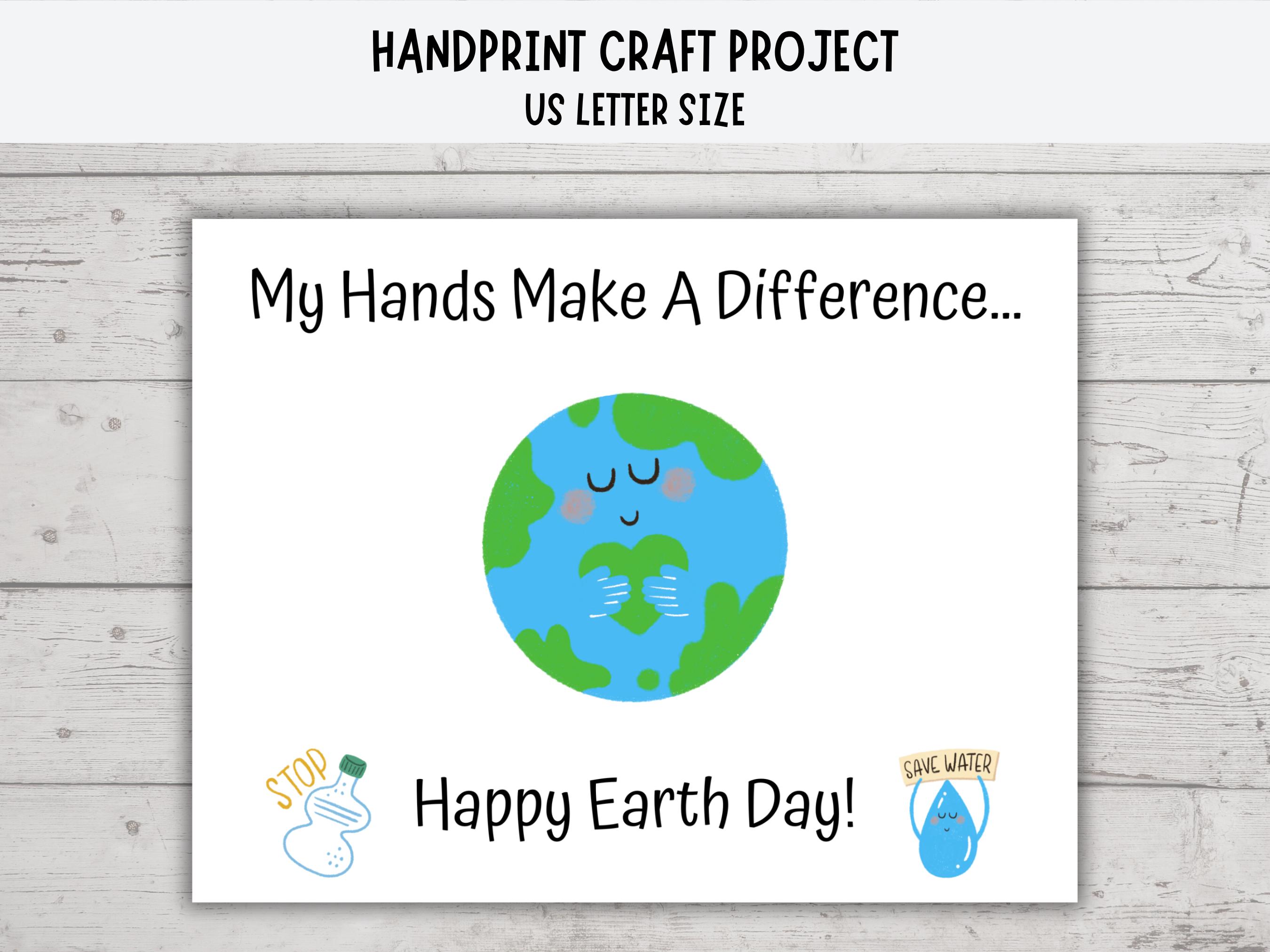 Earth Day Handprint Art, Happy Earth Day Handprint Printable Keepsake ...