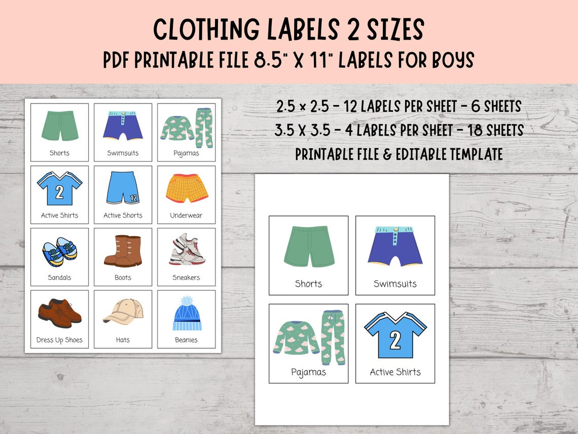 Kids Dresser Labels, EDITABLE & PRITNTABLE Closet Storage Labels ...