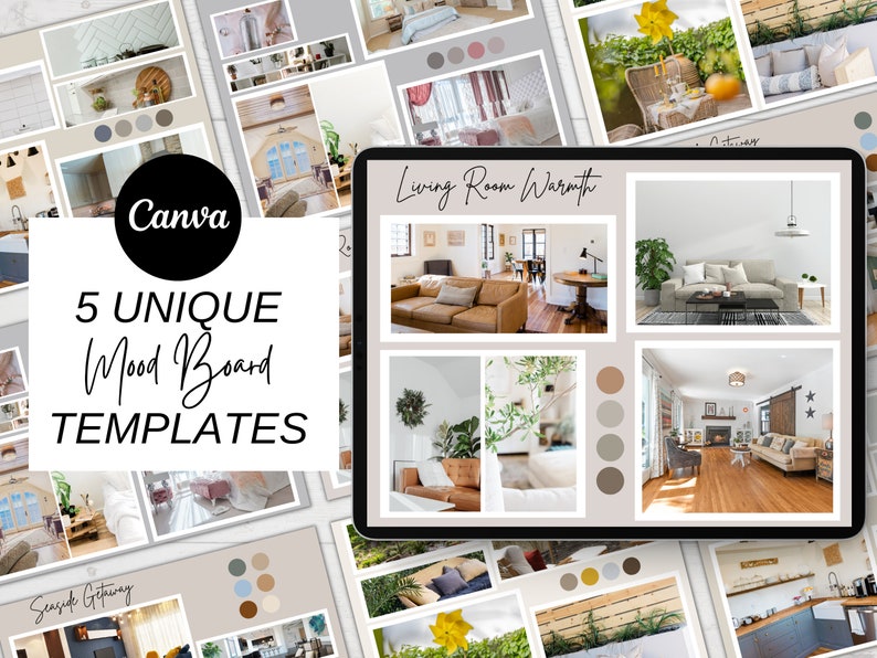 Mood Board Template Editable Mood Board Canva Interior - Etsy