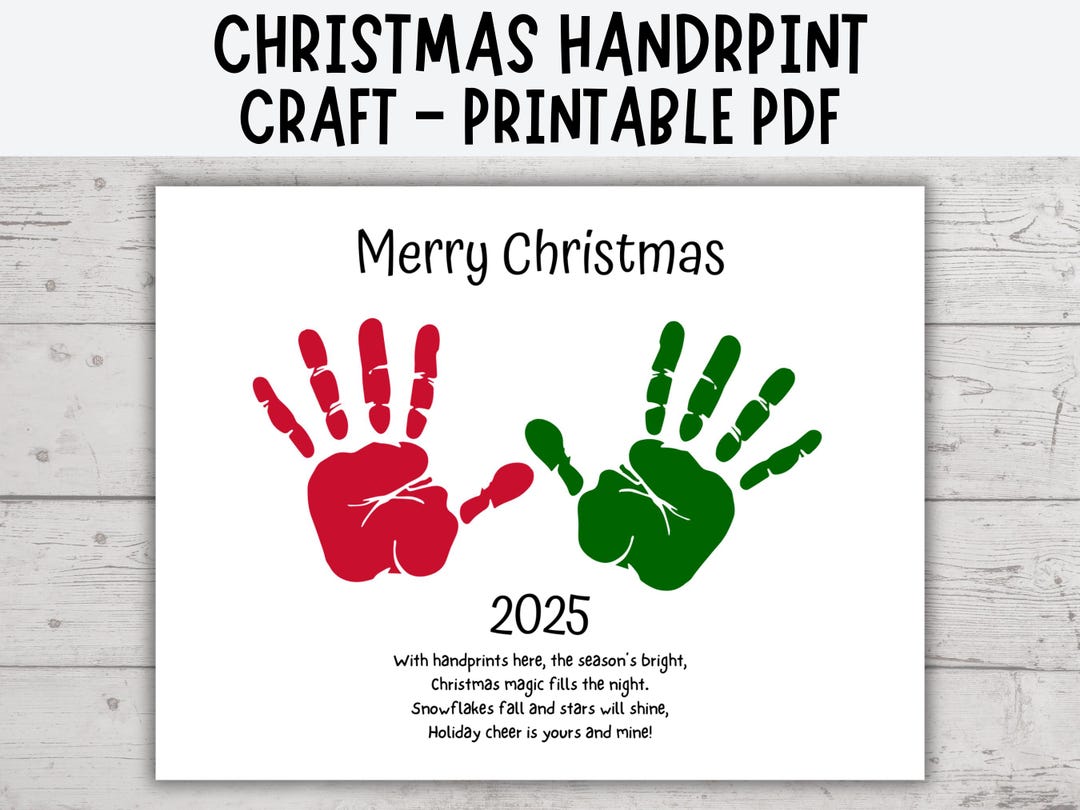 Christmas Handprint Craft 2025, Merry Christmas Handprint Template ...