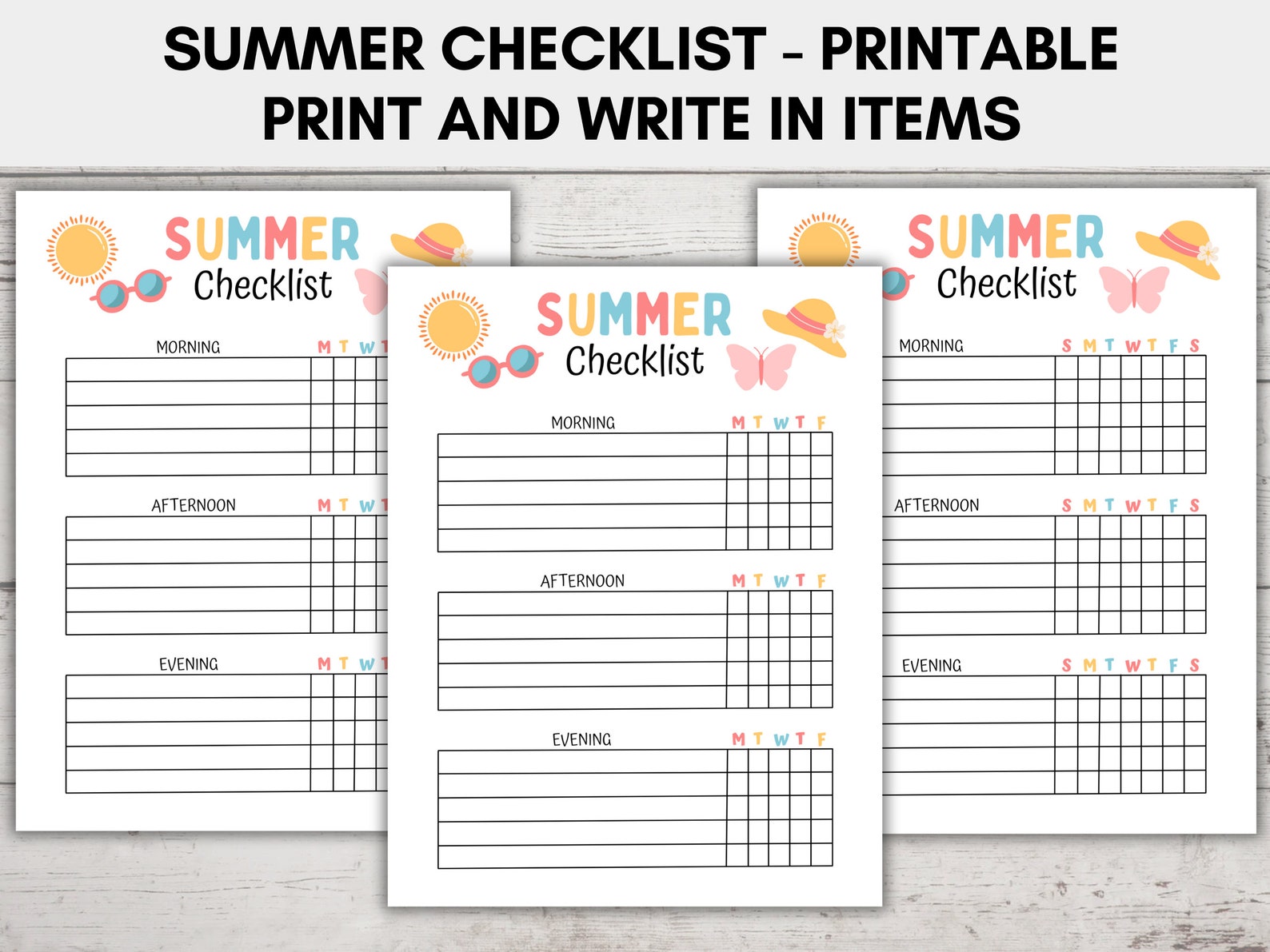 Editable Summer Checklist for Kids, Summer Child Checklist, Kids Chore ...