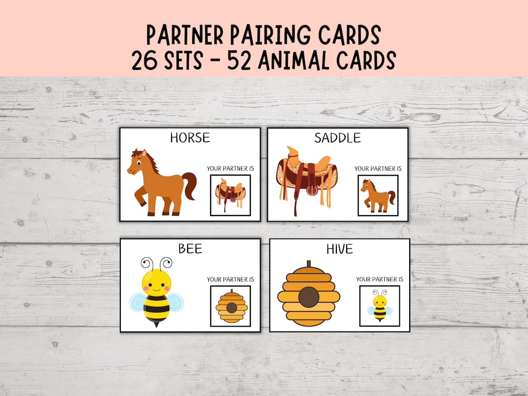 Partner Pairing Cards, Animals Pairing Cards, Classroom Partner Cards ...
