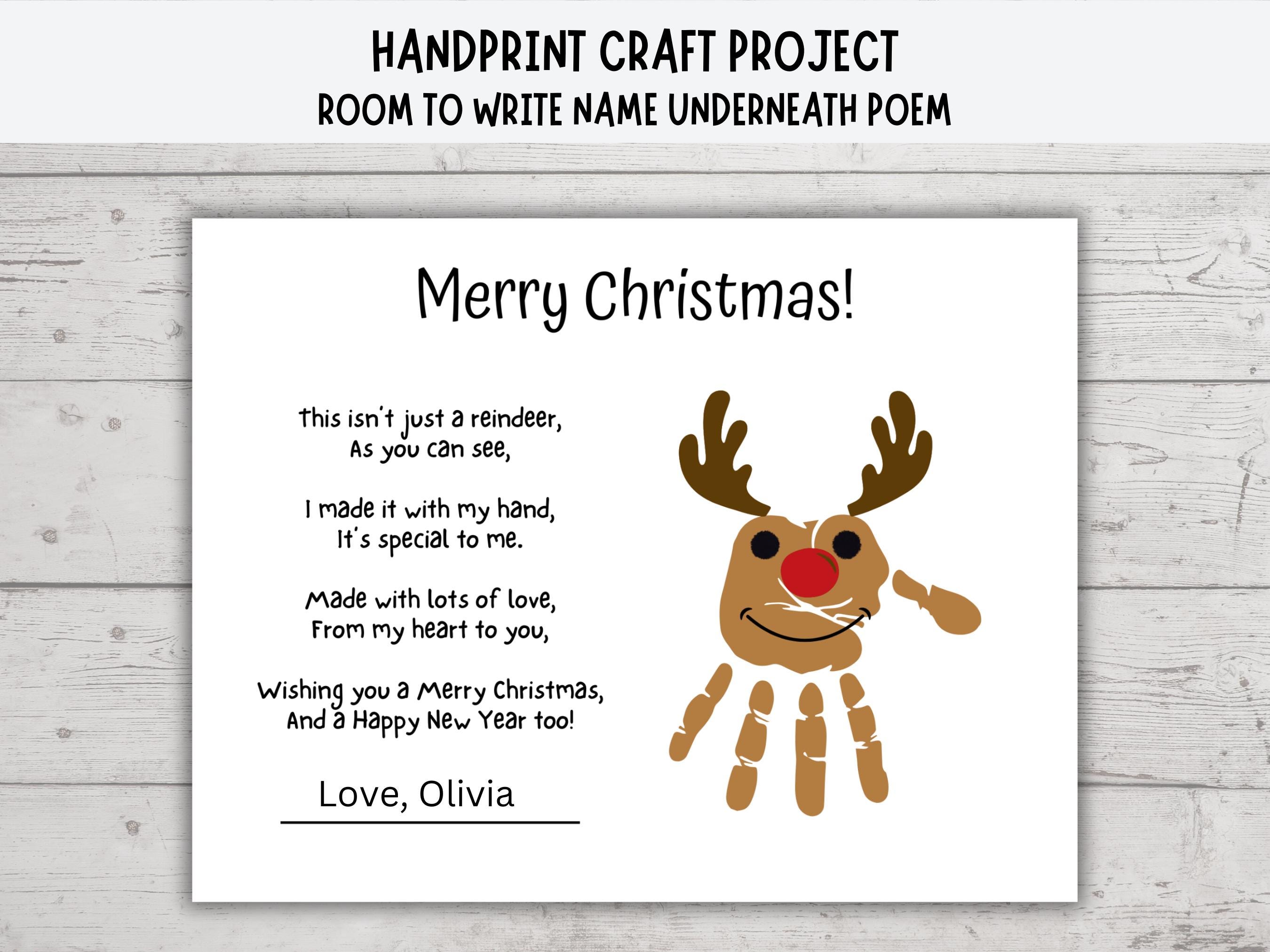Reindeer Handprint Craft, Christmas Handprint Template, Merry Christmas ...