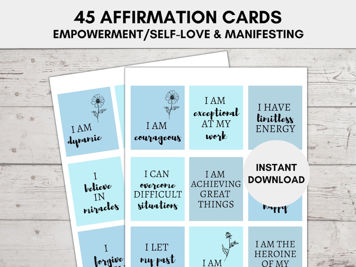 Positive Affirmation Cards Printable, Daily Affirmation Cards, Self ...