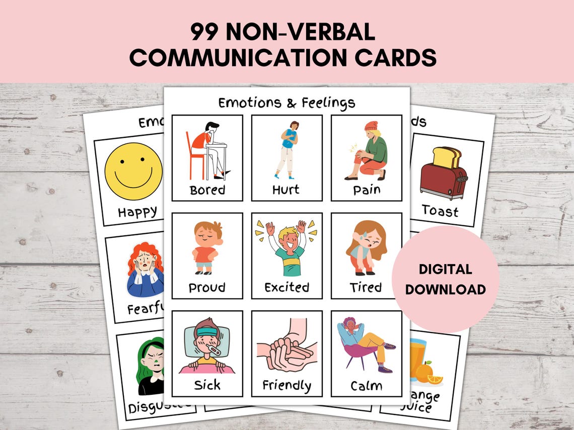 Nonverbal Communication Cards, Visual Board, Flash Cards Special Needs ...