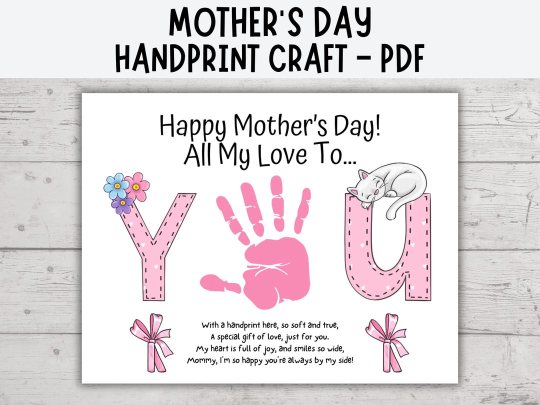 Mothers Day Handprint Art, Mothers Day Handprint Template, Mothers Day ...