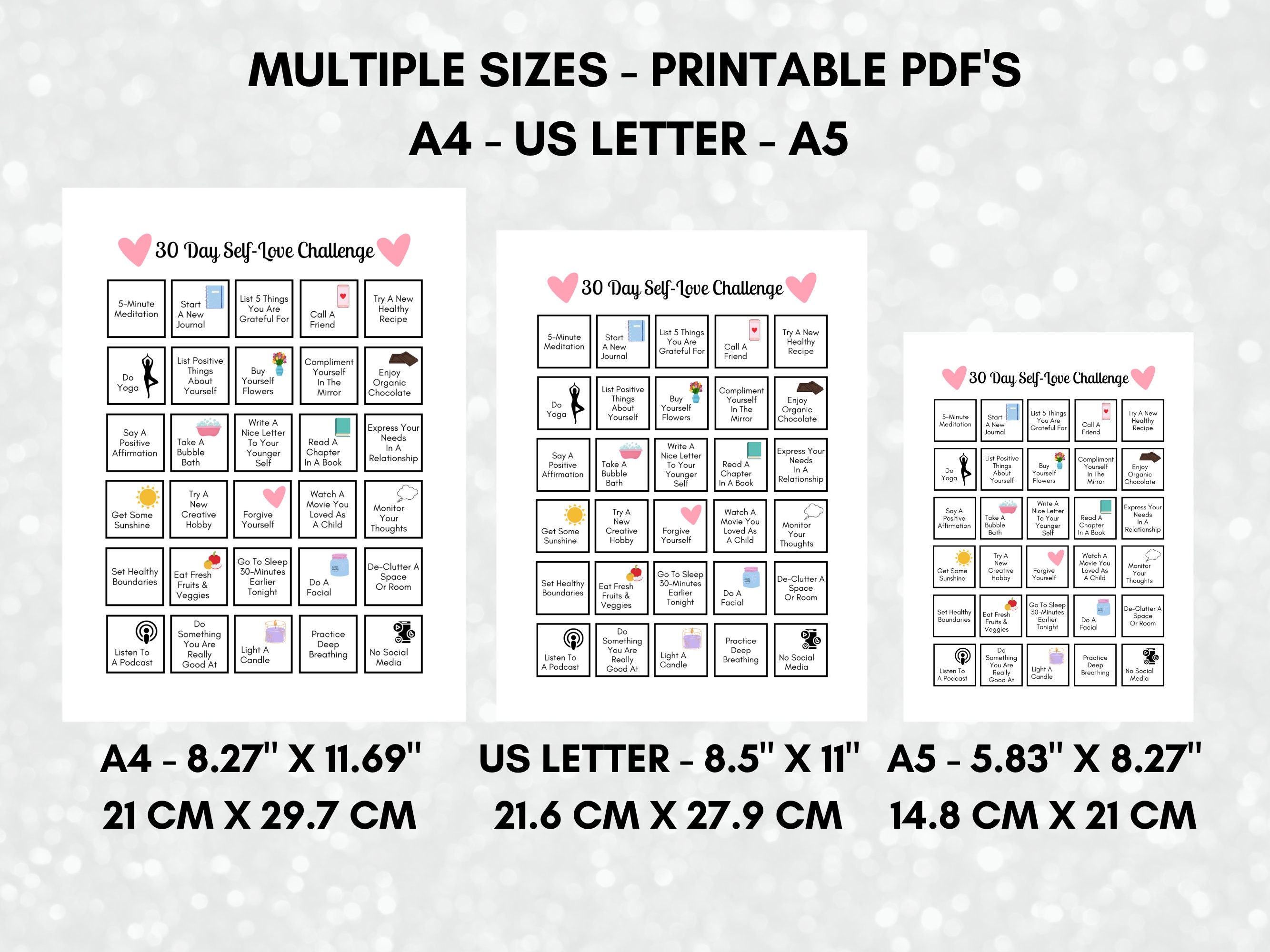 30 Day Self-love Challenge Printable PDF, Self Love Challenge 30 Day ...