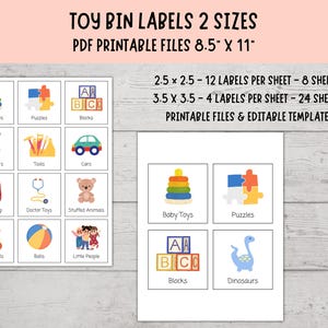 Toy Bin Labels, EDITABLE & PRINTABLE Toy Bin Storage Labels, Visual ...
