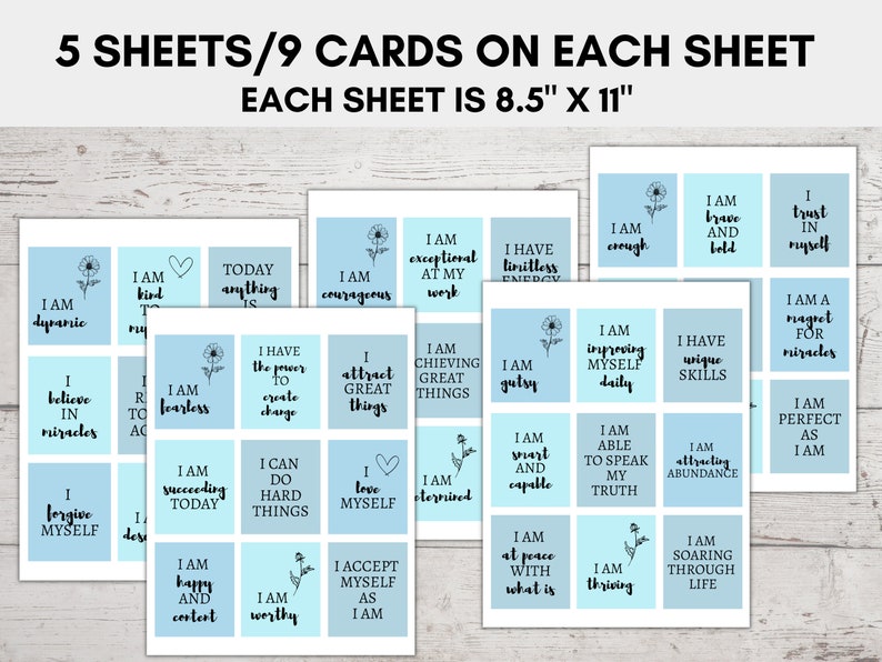 Positive Affirmation Cards Printable, Daily Affirmation Cards, Self ...