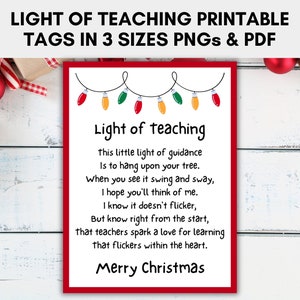 Light of Teaching Card/tag in 3 Sizes, Christmas Tags, Printable Card ...