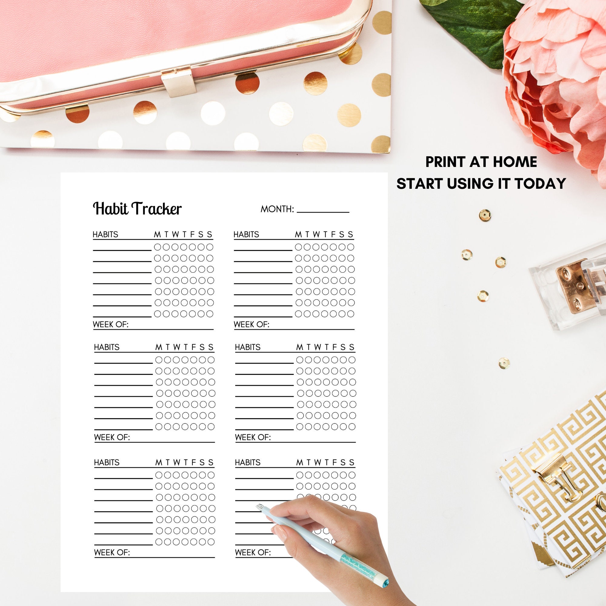 Weekly Habit Tracker Printable, Habit Tracker Template, Routine Tracker ...