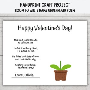 Valentines Handprint Craft, Valentines Flower Handprint Template ...