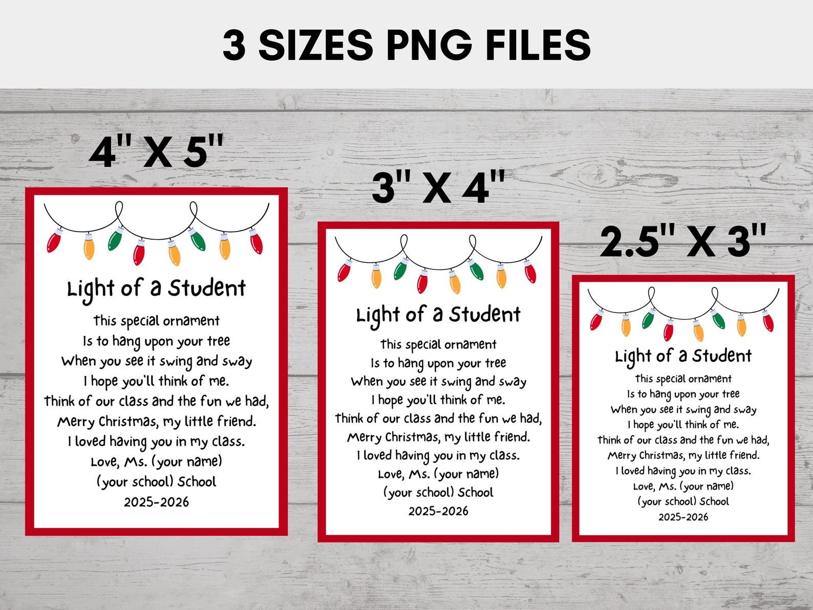 Light of a Student Card Tag in 3 Sizes, Christmas Tags, Printable Card ...