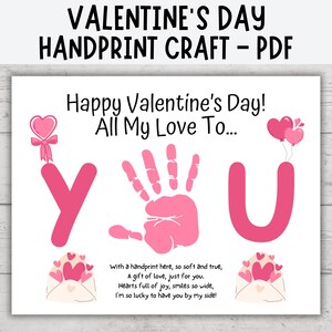 Valentines Day Handprint Craft, Winter Handprint Template, Valentines ...