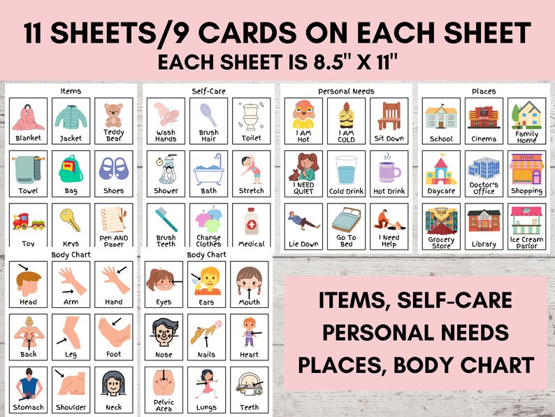 Nonverbal Communication Cards, Visual Board, Flash Cards Special Needs ...