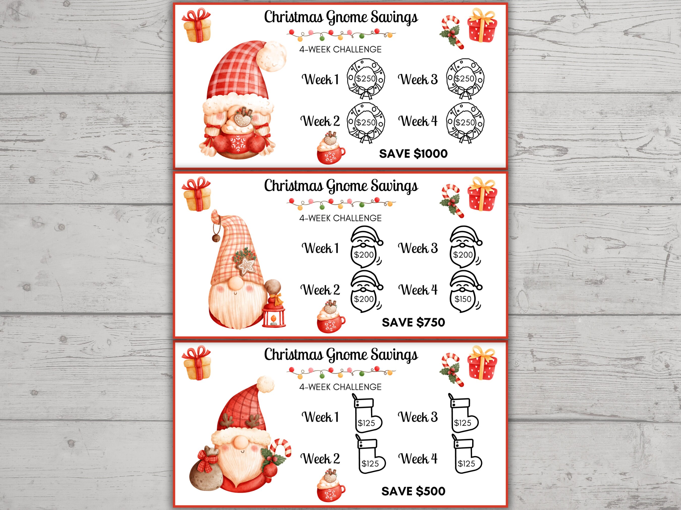 Christmas Savings Challenge, Christmas Gnomes Savings Challenge, Gnomes ...
