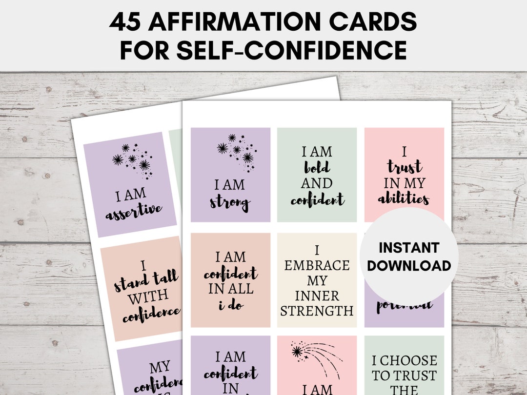 Affirmation Cards Printable, Daily Affirmations for Self-confidence ...