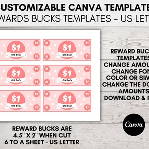 Allowance Chart for Kids, Reward Bucks Printable, Reward Chart ...