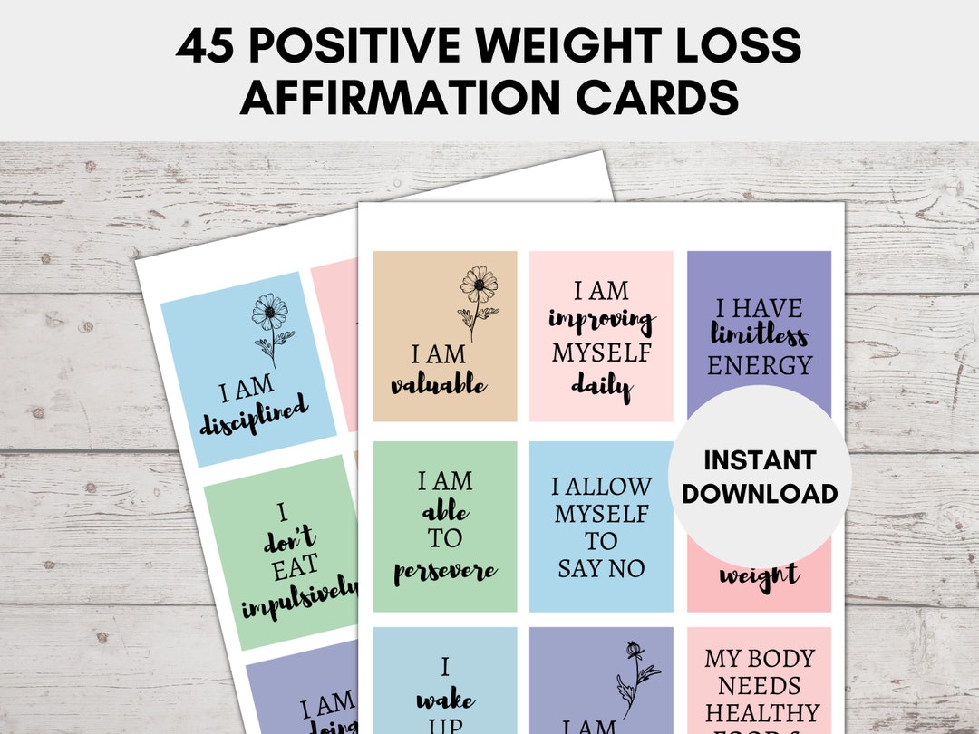 Affirmation Cards for Weight Loss, Fitness Affirmation Cards Printable ...