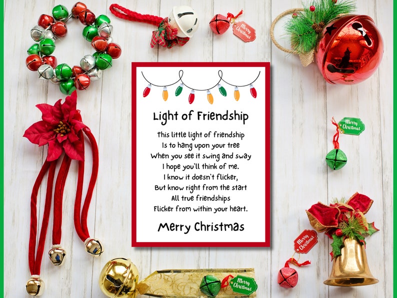 Light of Friendship Card Tag in 3 Sizes, Christmas Tags, Printable Card ...