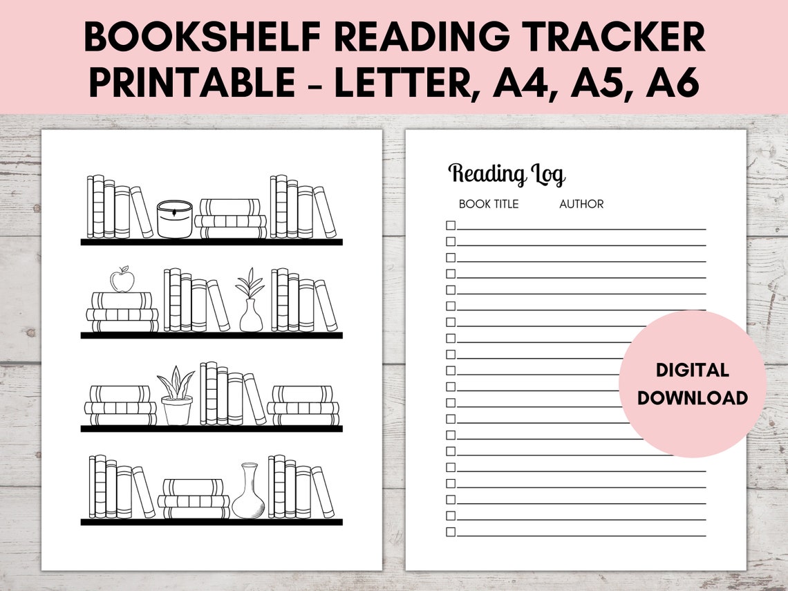 Reading Tracker Printable Bookshelf Reading Log A4 Letter A5 - Etsy