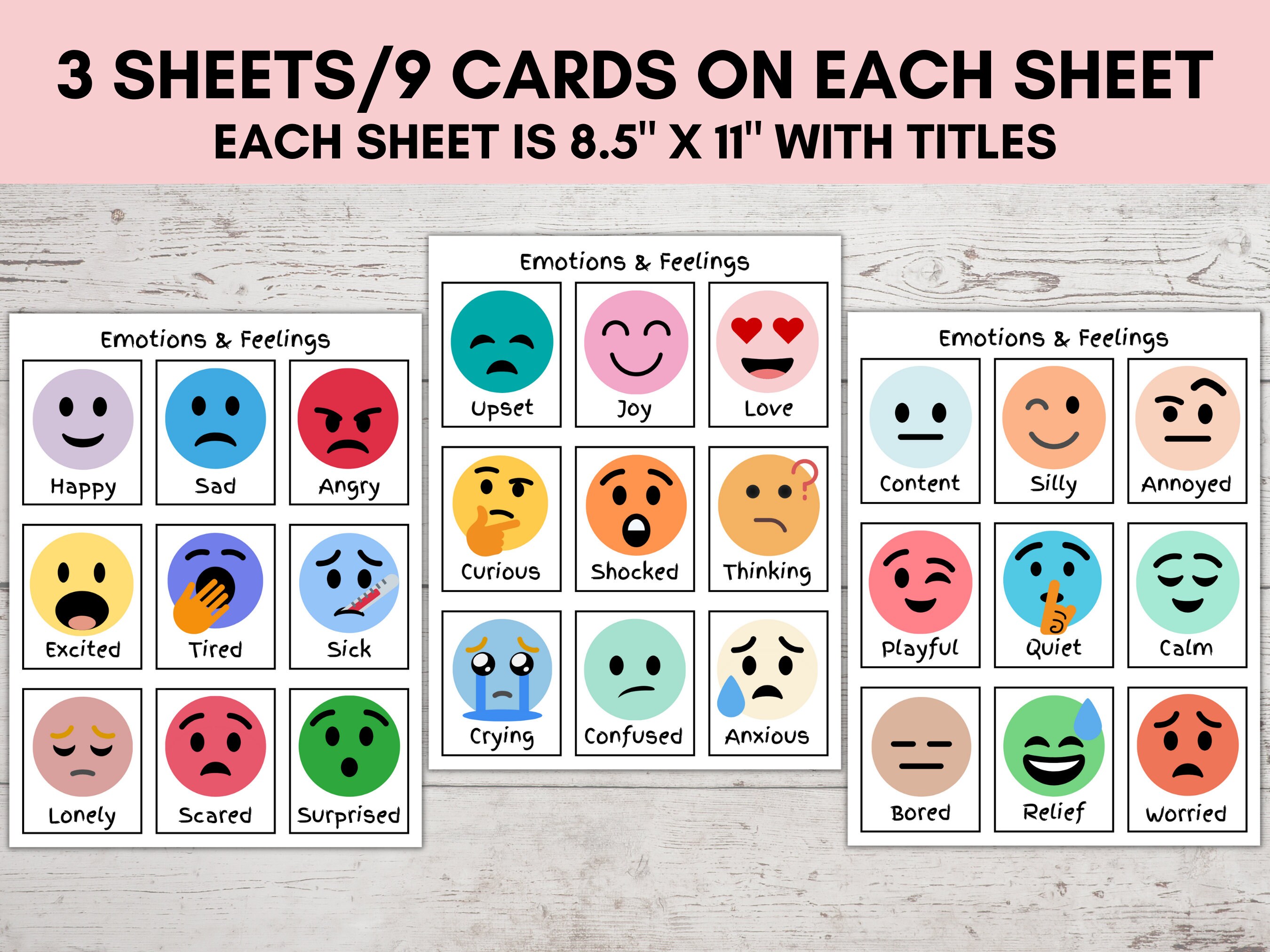 Emotions Flashcards, Emoji Feelings Chart, Flashcard Printable ...