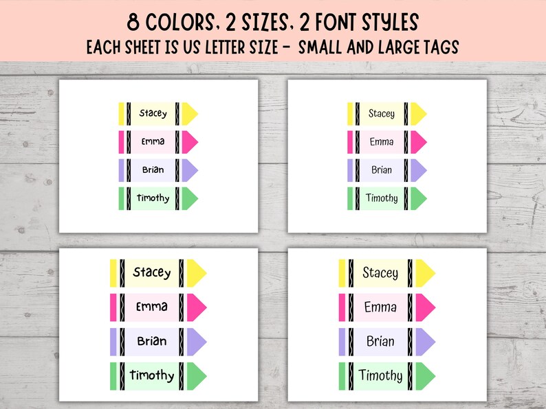 Crayon Name Tags Template, Crayon Name Tags Printable, Crayon Desk ...