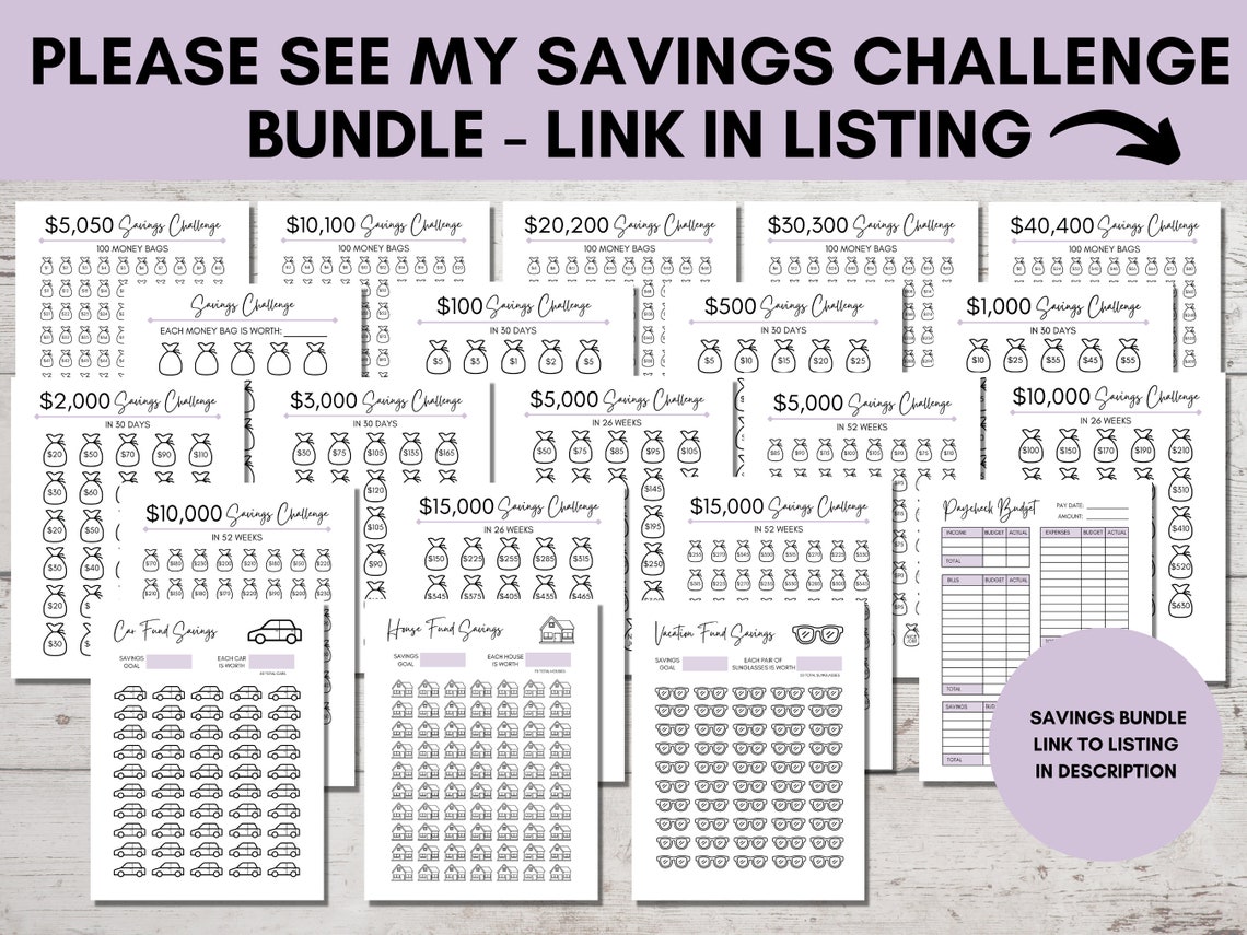 100 Envelope Challenge Printable, 5050 Money Savings Printable ...