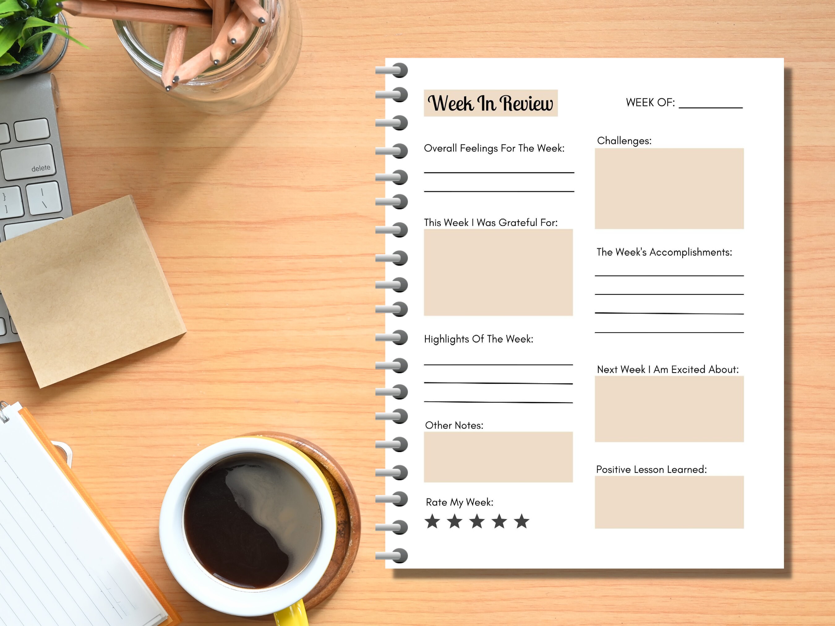 Weekly Check-in Journal Page, Printable PDF, Positivity & Gratitude ...