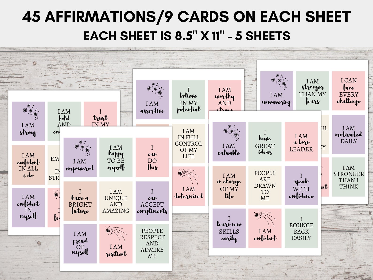 Affirmation Cards Printable, Daily Affirmations for Self-confidence ...