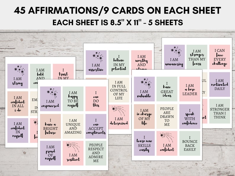 Affirmation Cards Printable, Daily Affirmations for Self-confidence ...