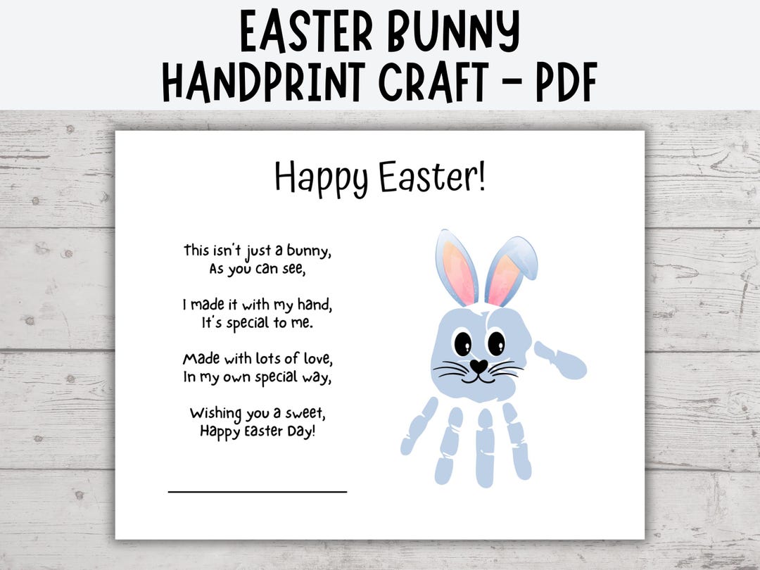 Easter Bunny Handprint Craft, Spring Easter Handprint Template, Easter ...