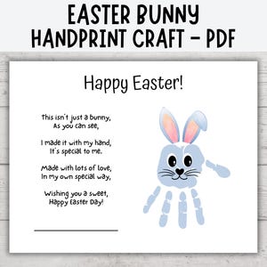 Easter Bunny Handprint Craft, Spring Easter Handprint Template, Easter ...