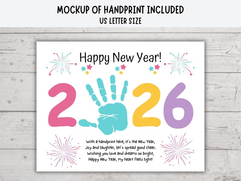 Happy New Year Handprint Craft 2026, January Handprint Craft for Kids ...