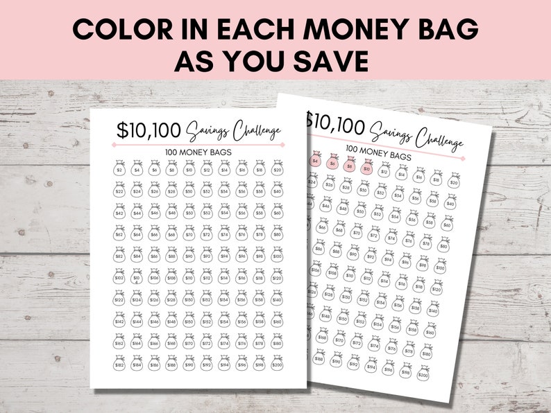 100 Envelope Challenge Printable, 10100 Money Savings Printable ...