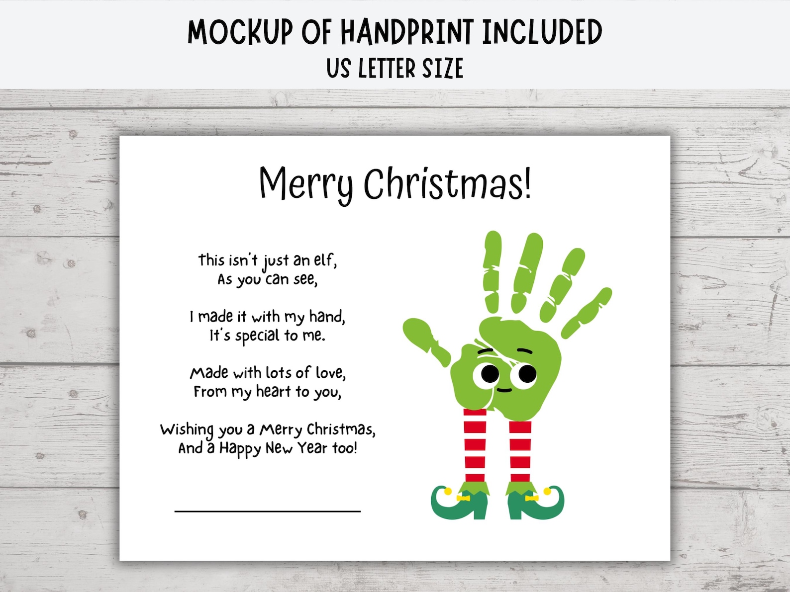 Christmas Handprint Craft, Elf Handprint Template, Merry Christmas ...