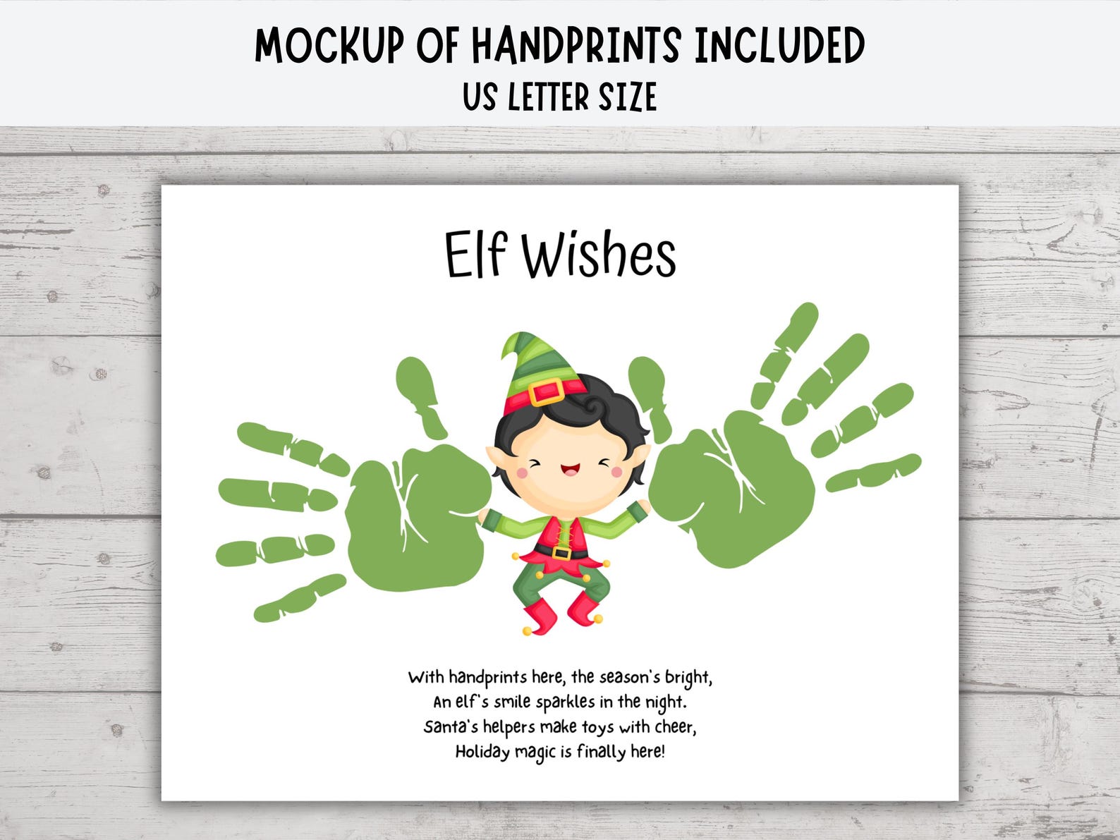 Elf Handprint Craft, Christmas Handprint Template, Merry Christmas ...