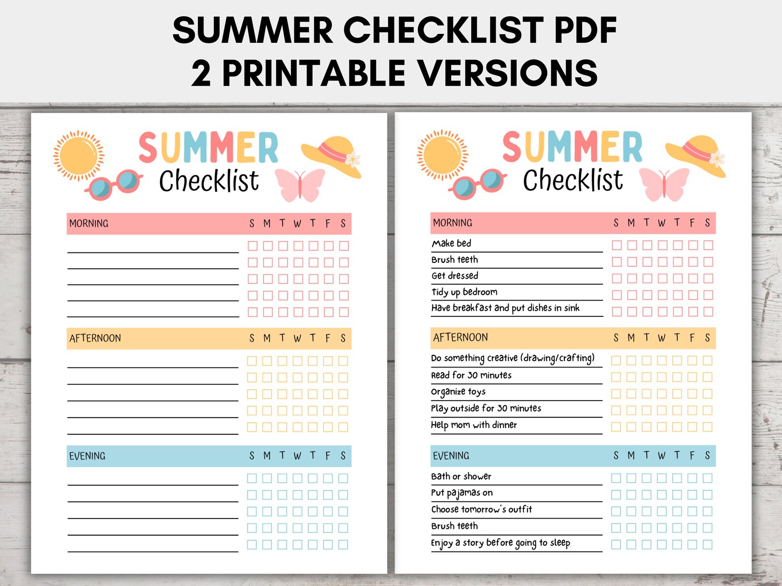 Summer Checklist for Kids Printable, Editable Summer Checklist for Kids ...