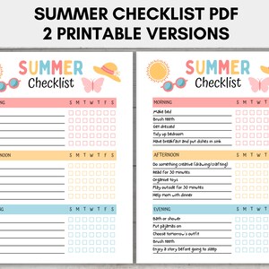 Summer Checklist for Kids Printable, Editable Summer Checklist for Kids ...