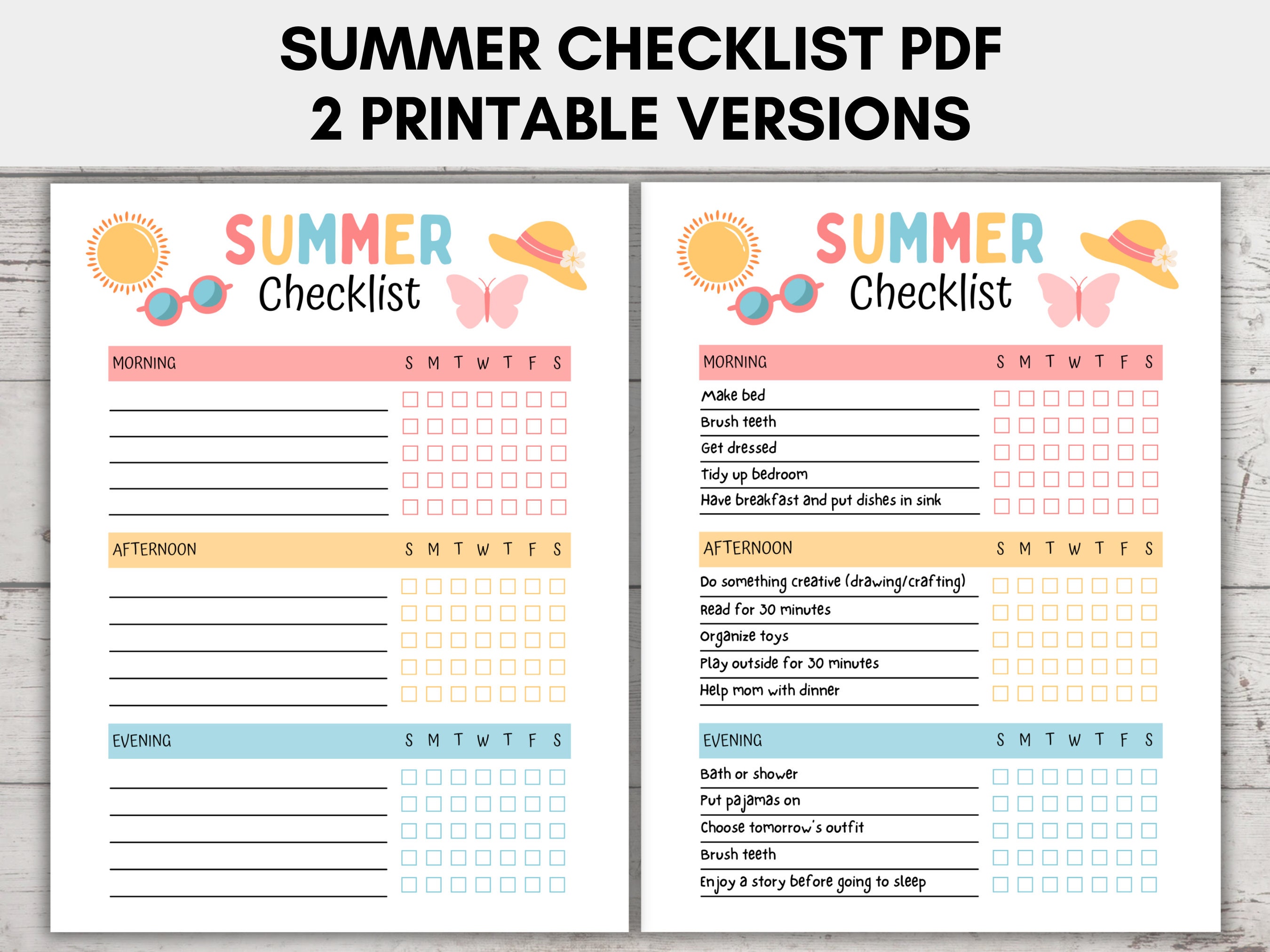 Summer Checklist for Kids Printable, Editable Summer Checklist for Kids ...