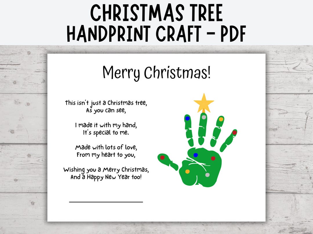 Christmas Tree Handprint Craft, Handprint Template, Merry Christmas ...