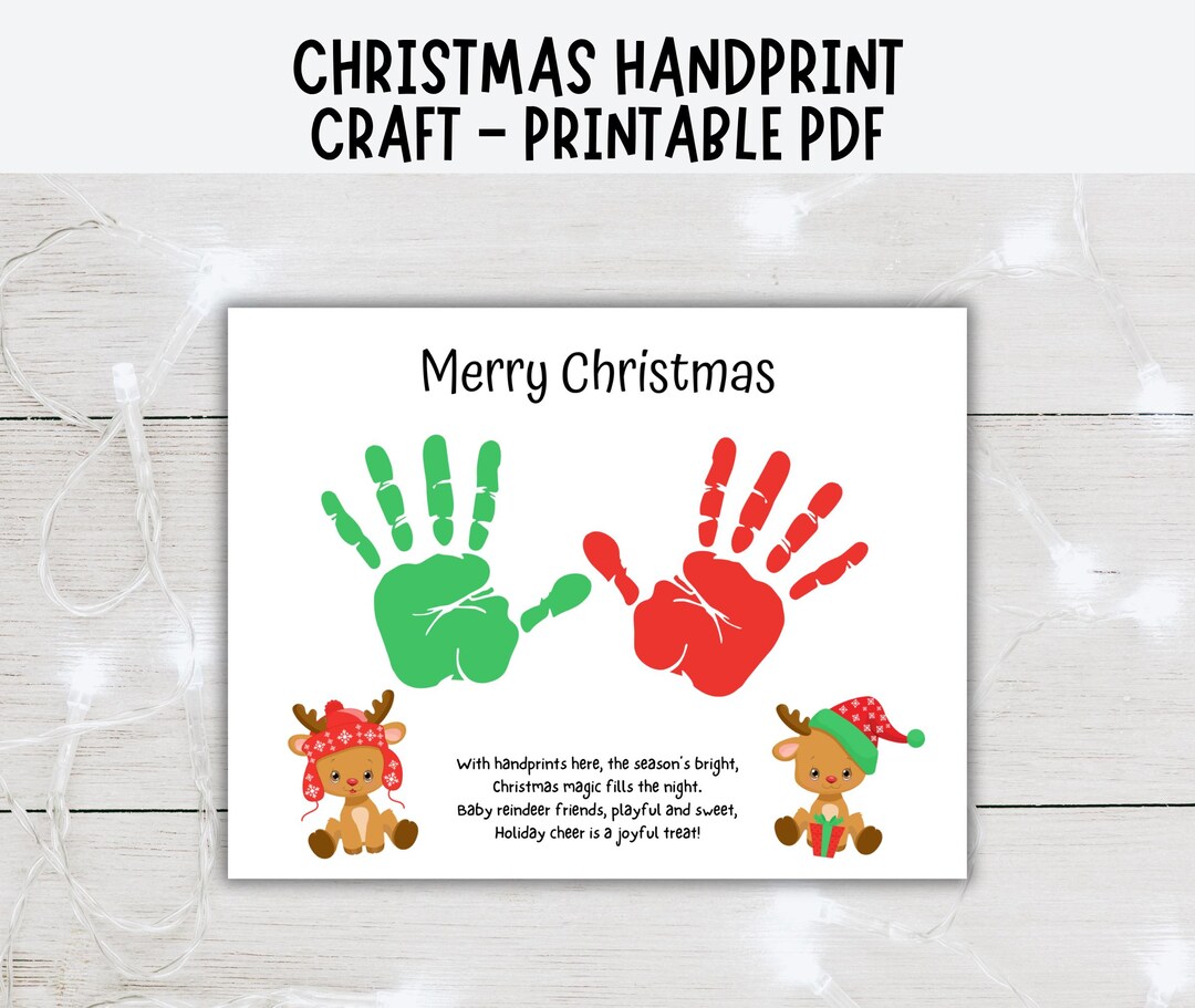 Christmas Baby Reindeer Handprint Craft, Merry Christmas Handprint ...