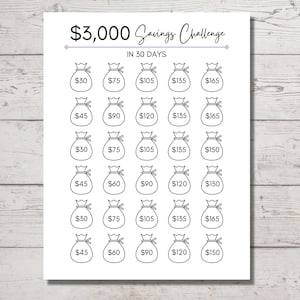 3,000 Money Saving Challenge, Save 3000 in 30 Days, 3000 Savings ...