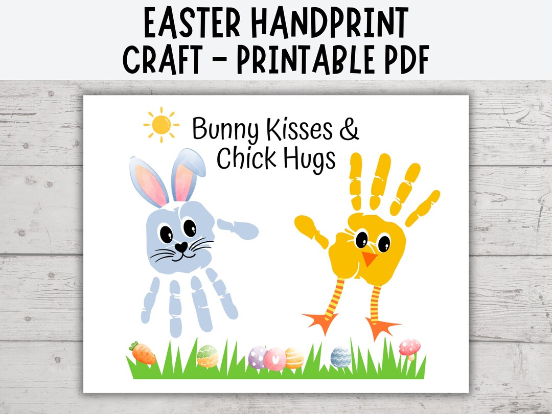 Easter Handprint Craft, Bunny and Chick, Spring Easter Handprint ...