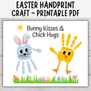 Easter Handprint Craft, Bunny and Chick, Spring Easter Handprint ...