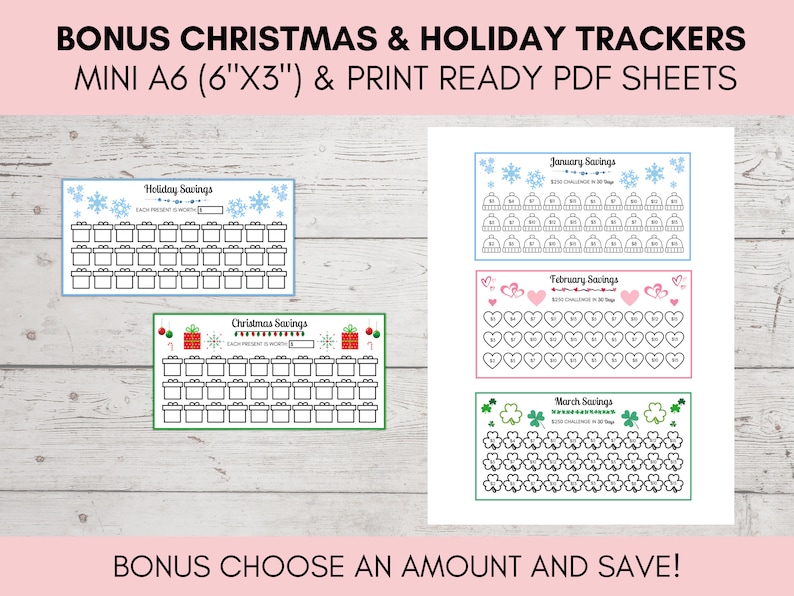 Monthly Savings Challenge Trackers, 250 Savings Challenge, A6 Mini ...