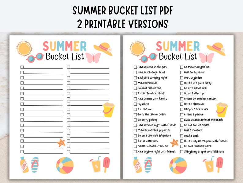 Summer Bucket List Printable, Editable Summer Bucket List, Bucket List ...